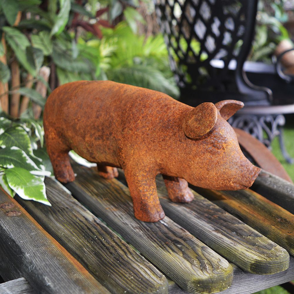Small Rustic Cast Iron Pig Sculpture | Black Country Metalworks