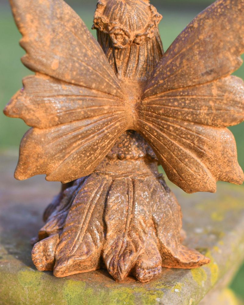 Rustic Cast Iron "Sitting Angel" Garden Sculpture | Black Country ...