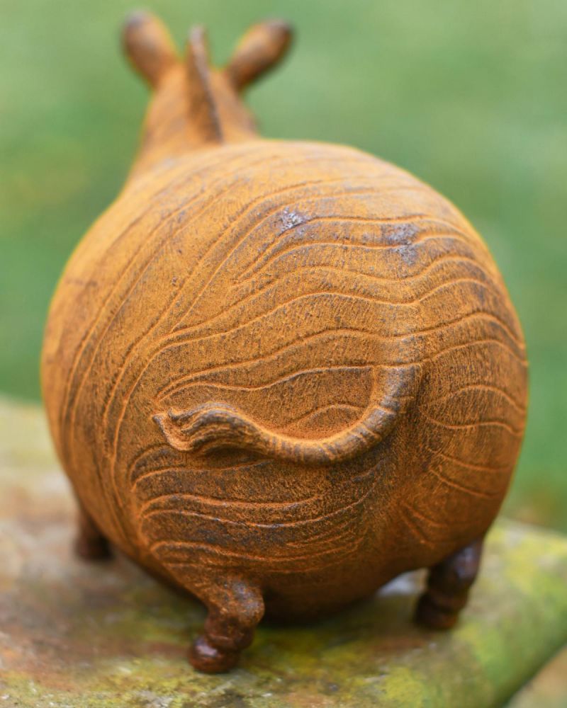 Rustic Cast Iron "Spherical" Chubby Zebra Garden Sculpture | Black ...