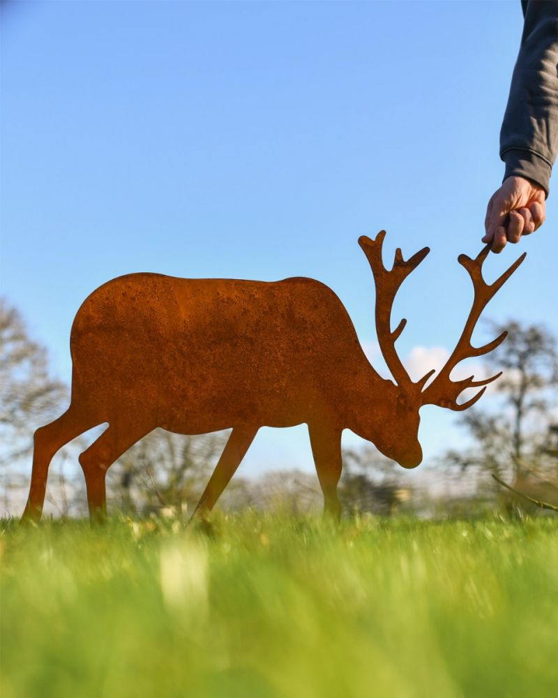 Sheet Steel Rustic Stag Garden Silhouette - 19cm | Black Country Metalworks
