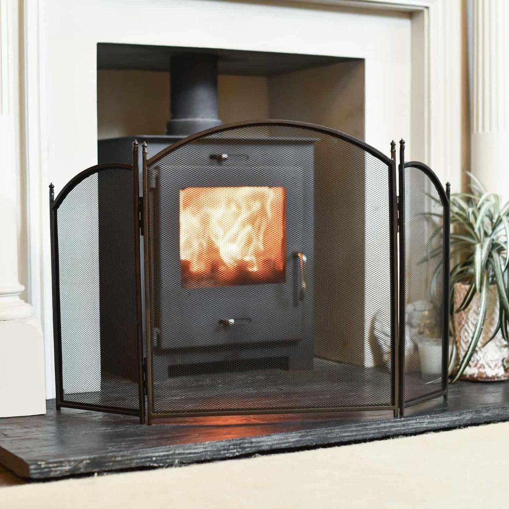 "Hampden" Rustic Brown Iron Fire Guard | Black Country Metalworks