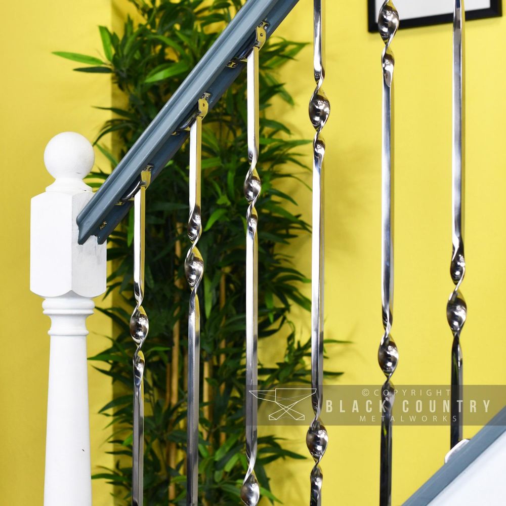 "Alessi" Double Bold Twist Stainless Steel Stair Spindle | Black ...