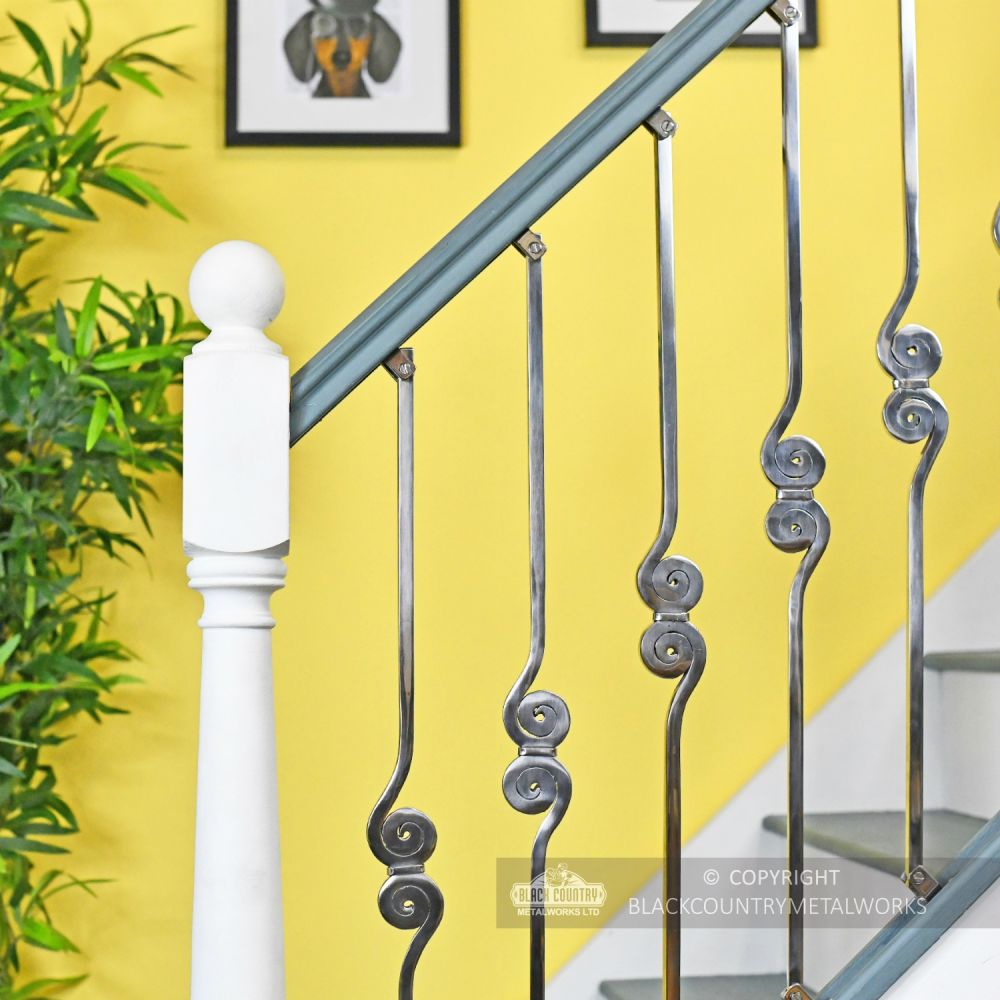 "Allegro" Duet Swirl Stair Spindle | Black Country Metalworks