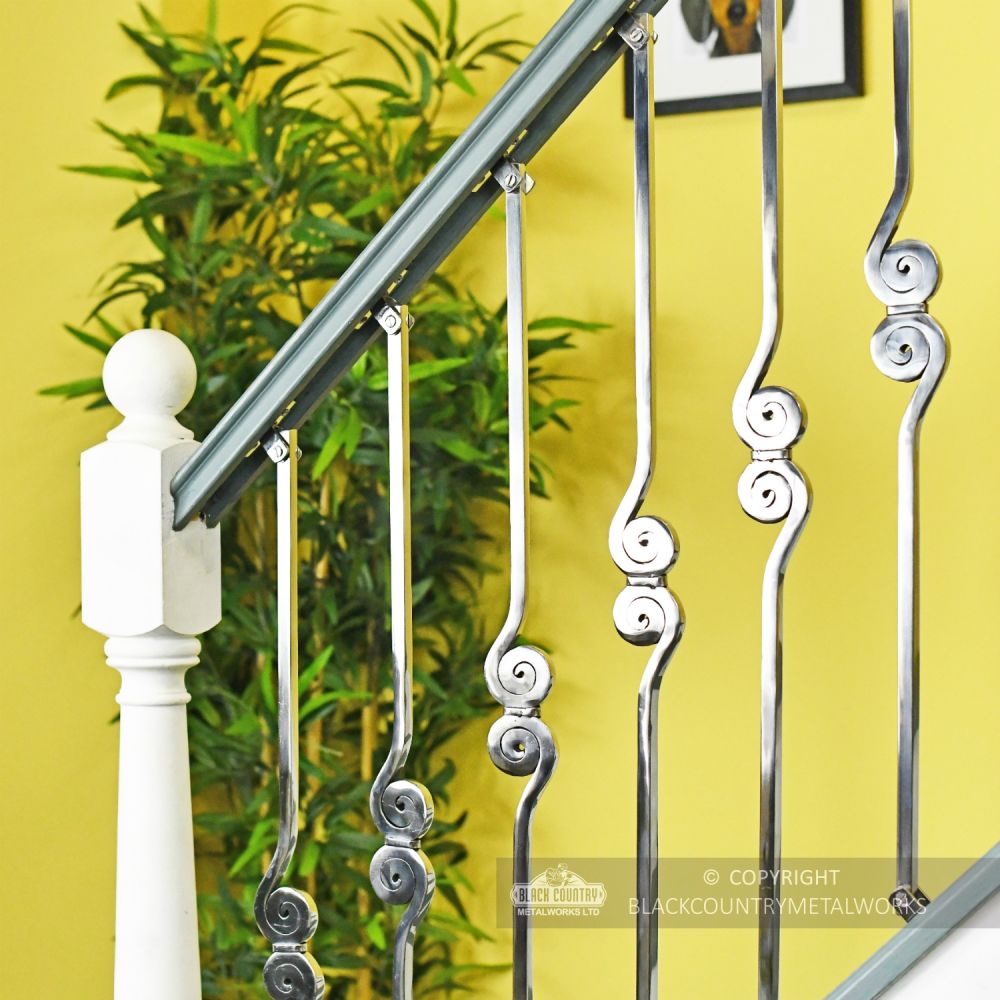 "Allegro" Duet Swirl Stair Spindle | Black Country Metalworks
