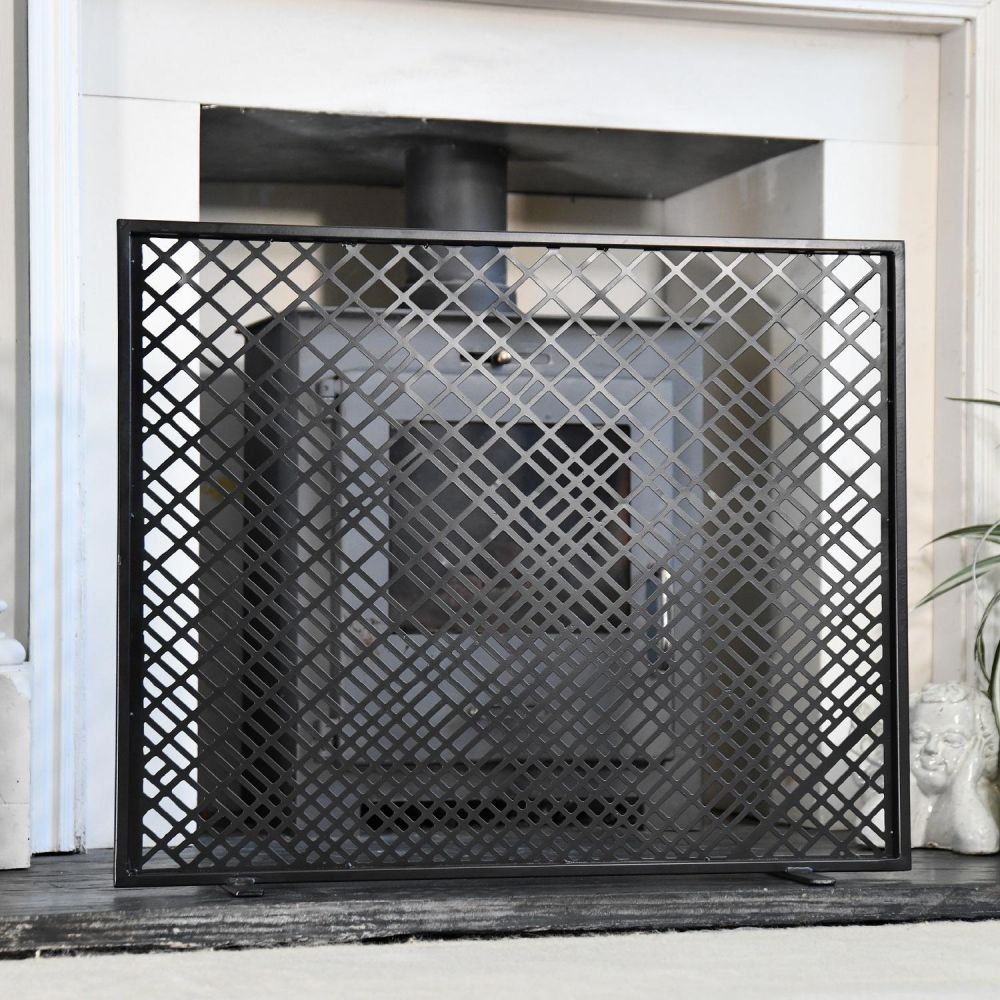 "Winterbourne" Contemporary Black Fire Screen | Black Country Metalworks