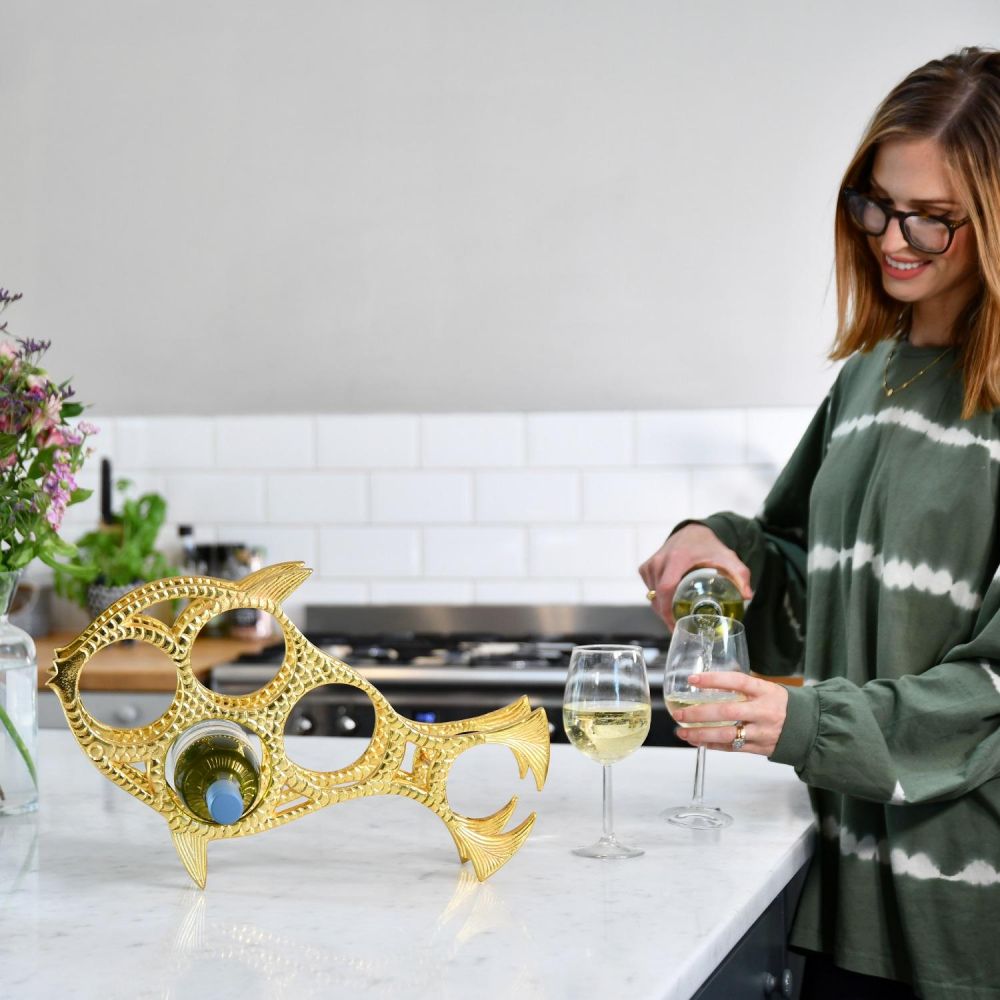 Gold 'Fish' Wine Rack | Black Country Metalworks