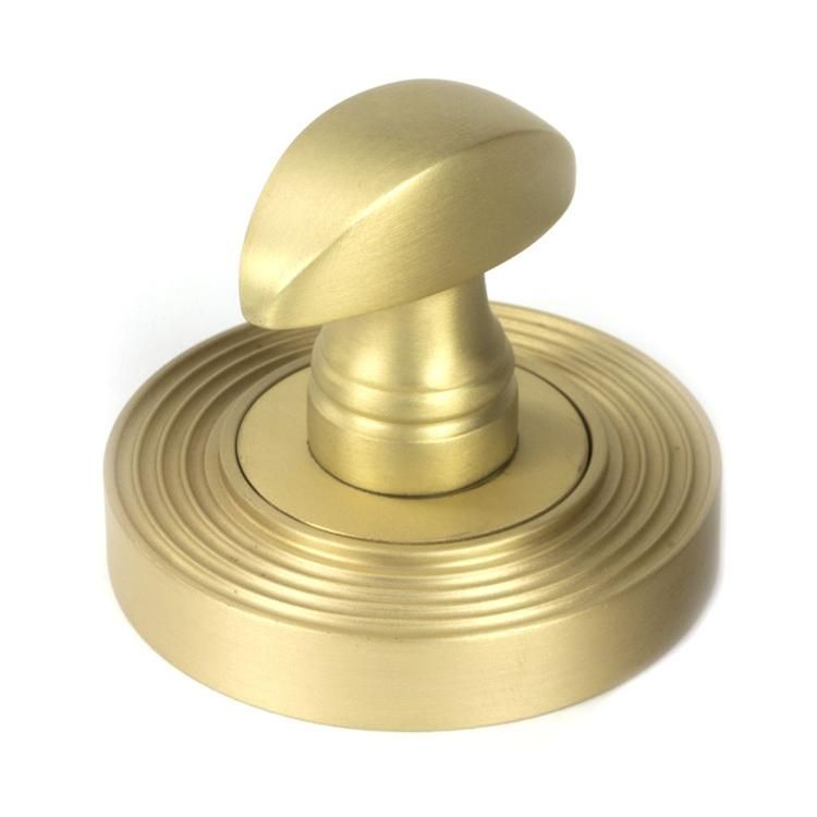 Satin Brass Beehive "Vienna" Round Bathroom Thumb Lock - Set | Black ...