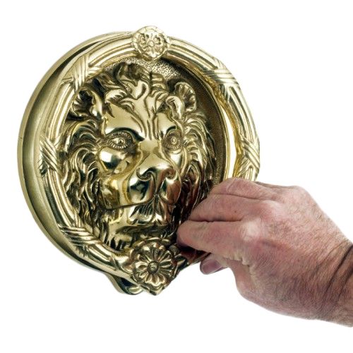 'Sandringham' Polished Brass Lion Knocker | Black Country Metalworks