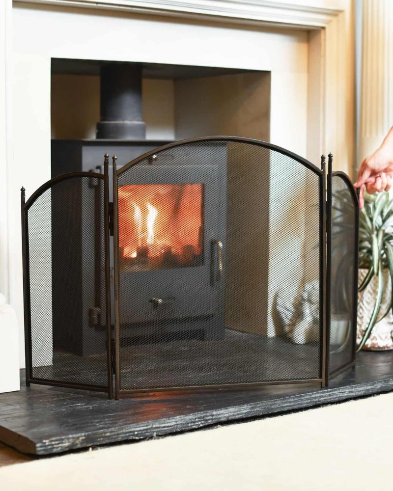 "Hampden" Rustic Brown Iron Fire Guard | Black Country Metalworks