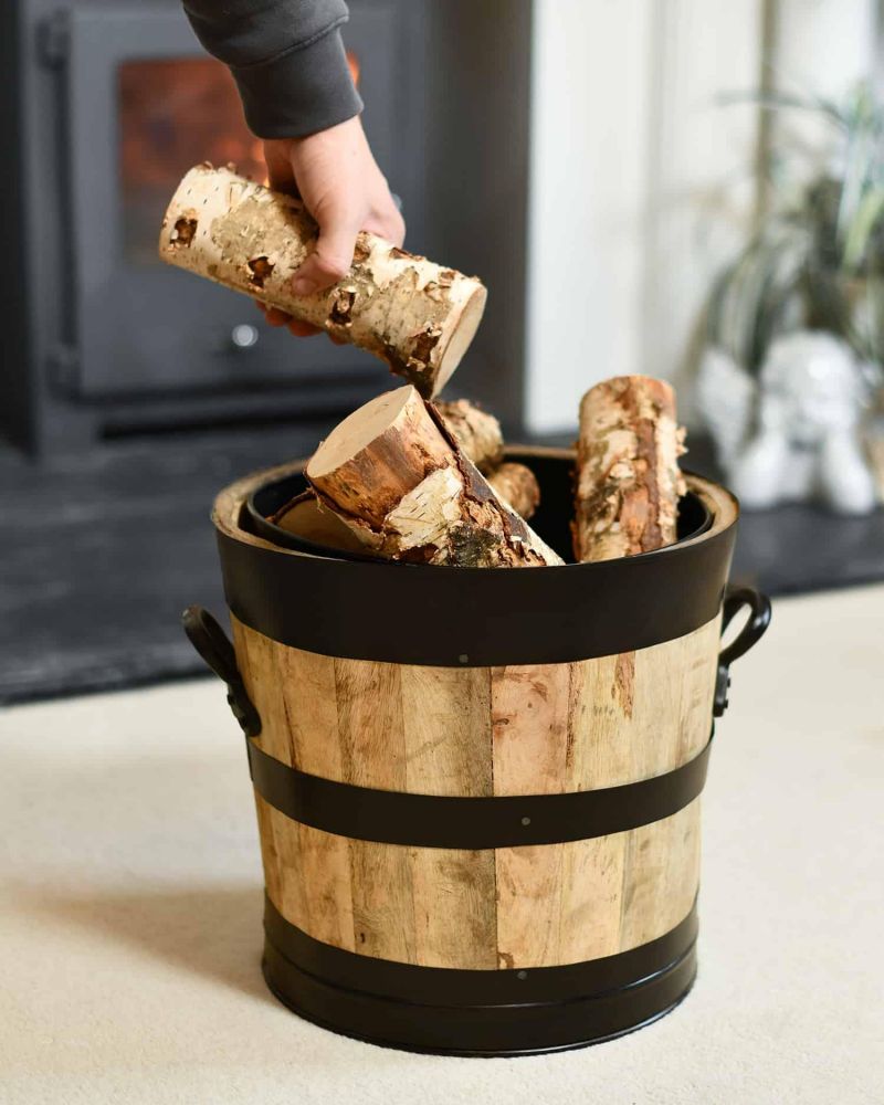 Innsbruck Wooded Coal Scuttle - 30cm | Black Country Metalworks