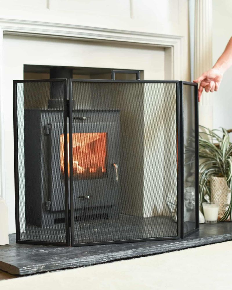 Square Simplistic Contemporary Three Fold Fireguard | Black Country ...