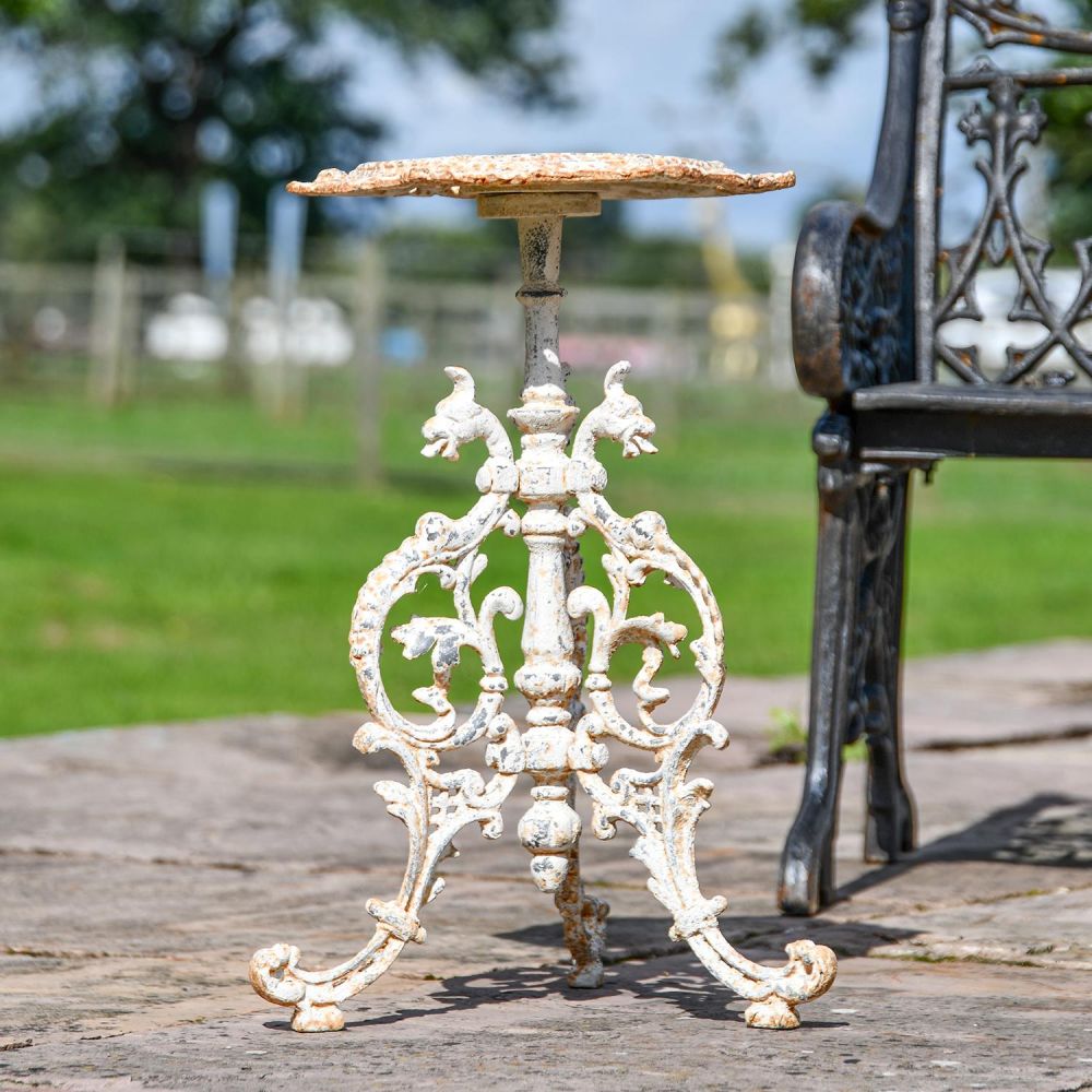'The Serpent' Rustic Cream Gothic Cast Iron Side Table | Black Country ...