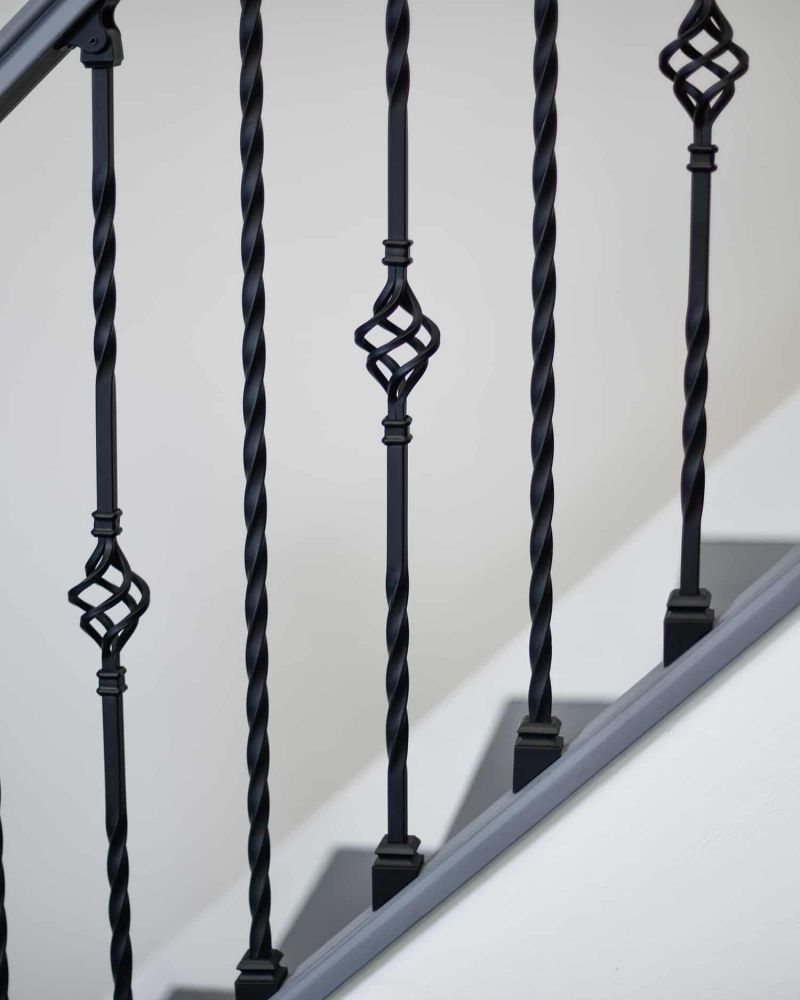 Set of 2 Matte Black "Enfield" Steel Stair Spindles - Pattern 13 ...