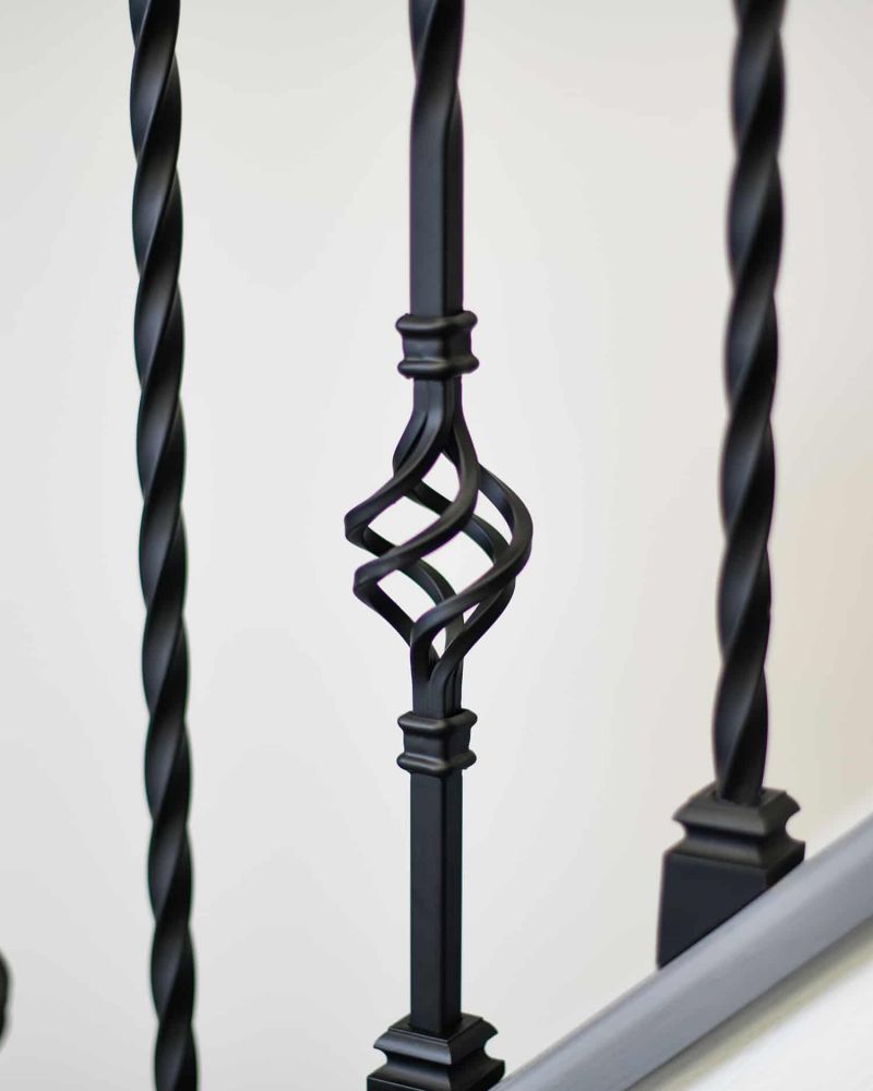 Set of 2 Matte Black "Enfield" Steel Stair Spindles - Pattern 14 ...