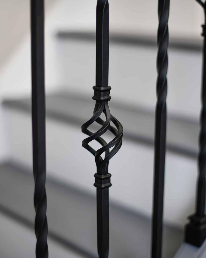 Set of 2 Matte Black "Enfield" Steel Stair Spindles - Pattern 5 | Black ...