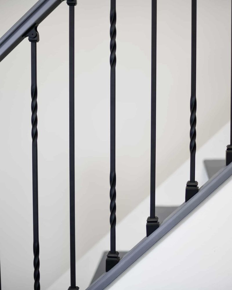 Set of 2 Matte Black "Enfield" Straight & Double Twist Stair Spindles ...