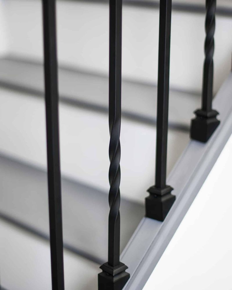 Set of 2 Matte Black "Enfield" Straight & Double Twist Stair Spindles ...