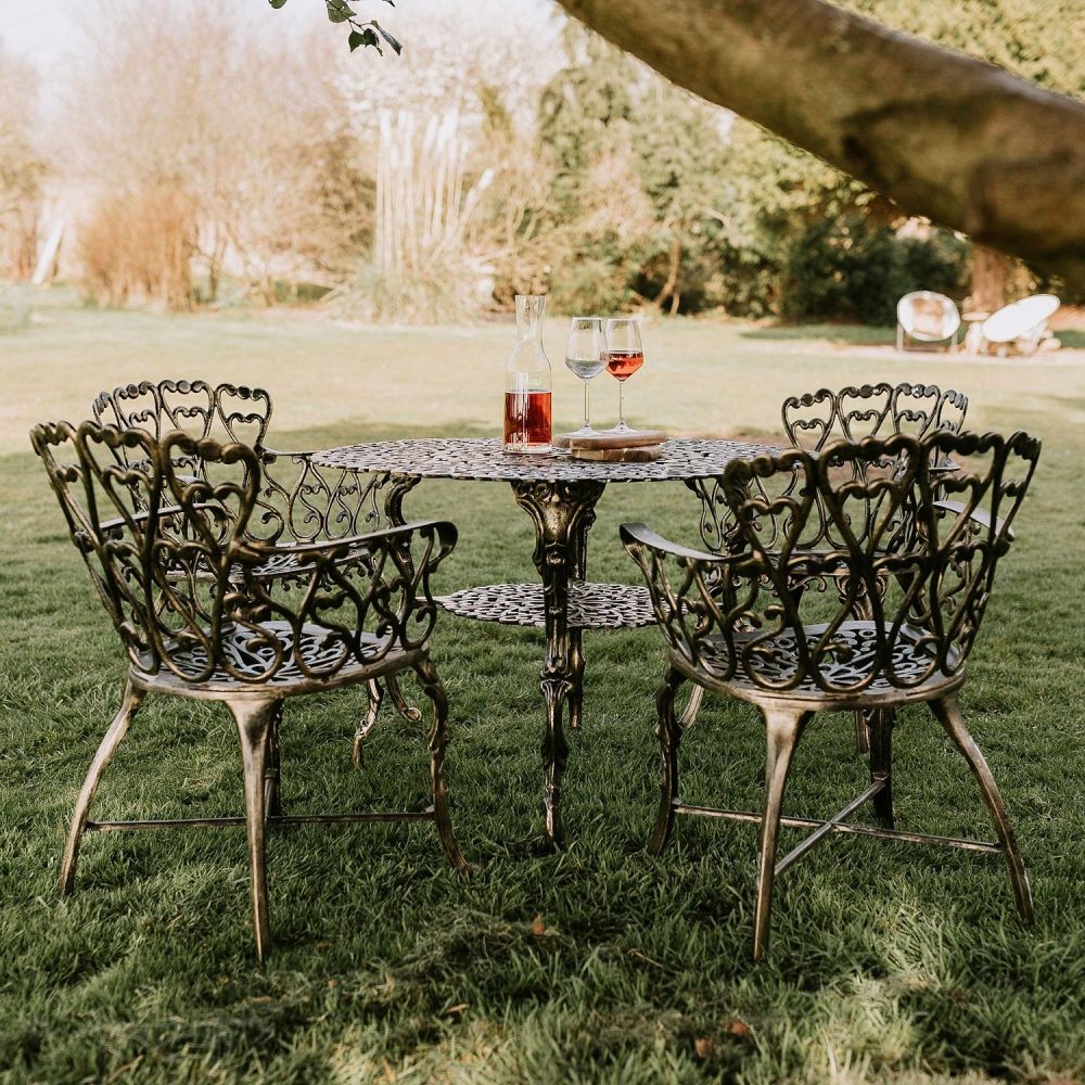 Brushed Gold "Edworth Manor" Four Seater Dining Set | Black Country ...