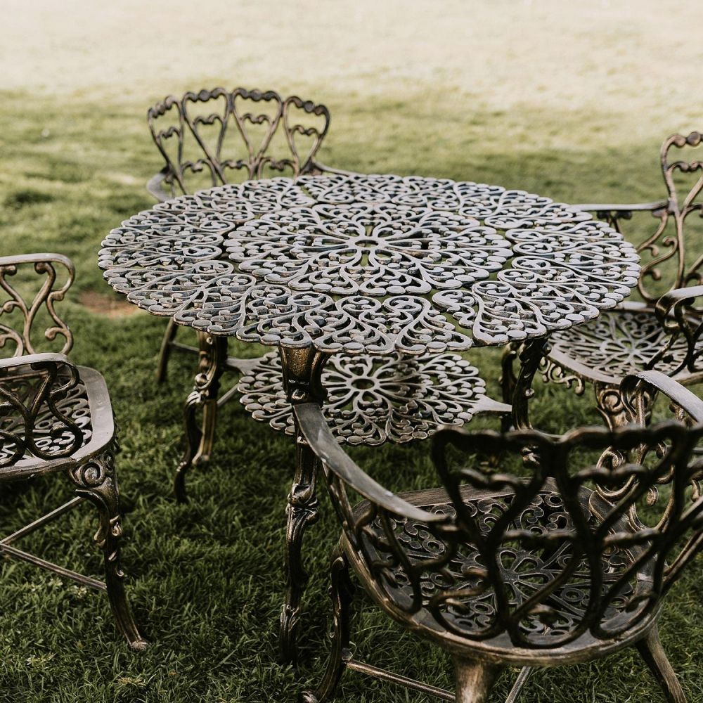 Brushed Gold "Edworth Manor" Four Seater Dining Set | Black Country ...