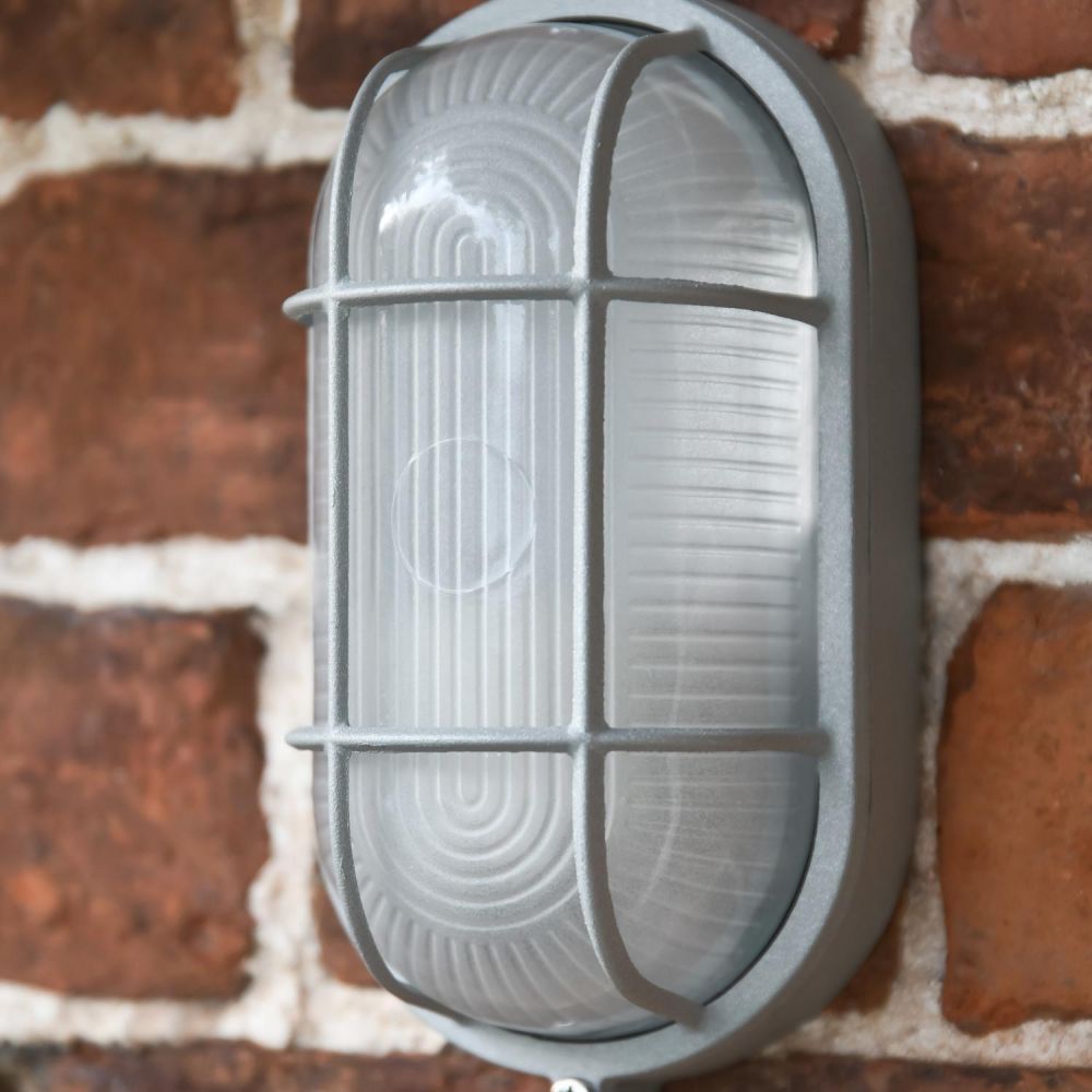 Silver Aluminium Bulkhead Wall Light | Black Country Metalworks