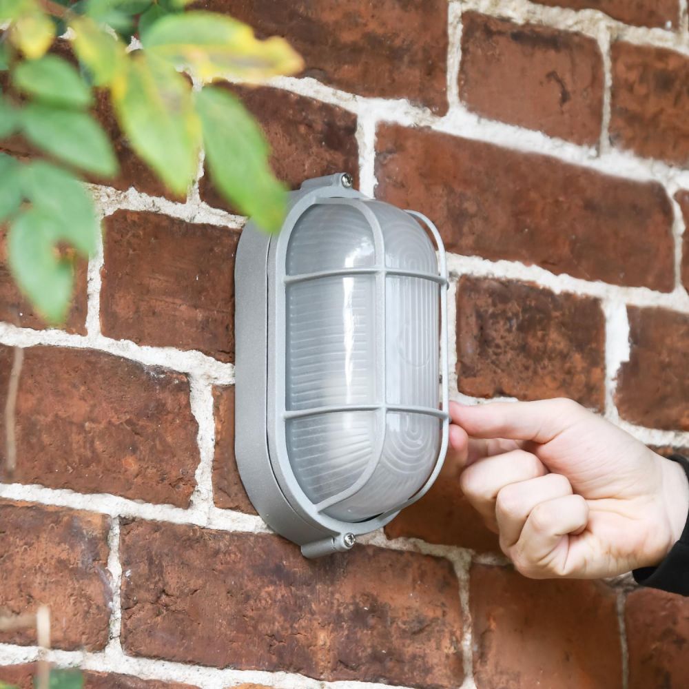 Silver Aluminium Bulkhead Wall Light | Black Country Metalworks