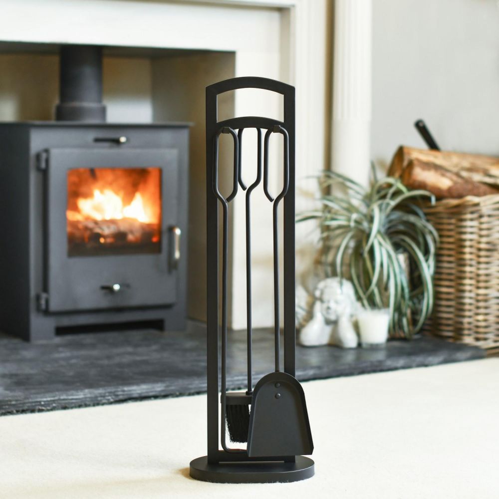 Simplistic Contemporary Fireside Companion Set 70cm | Black Country ...