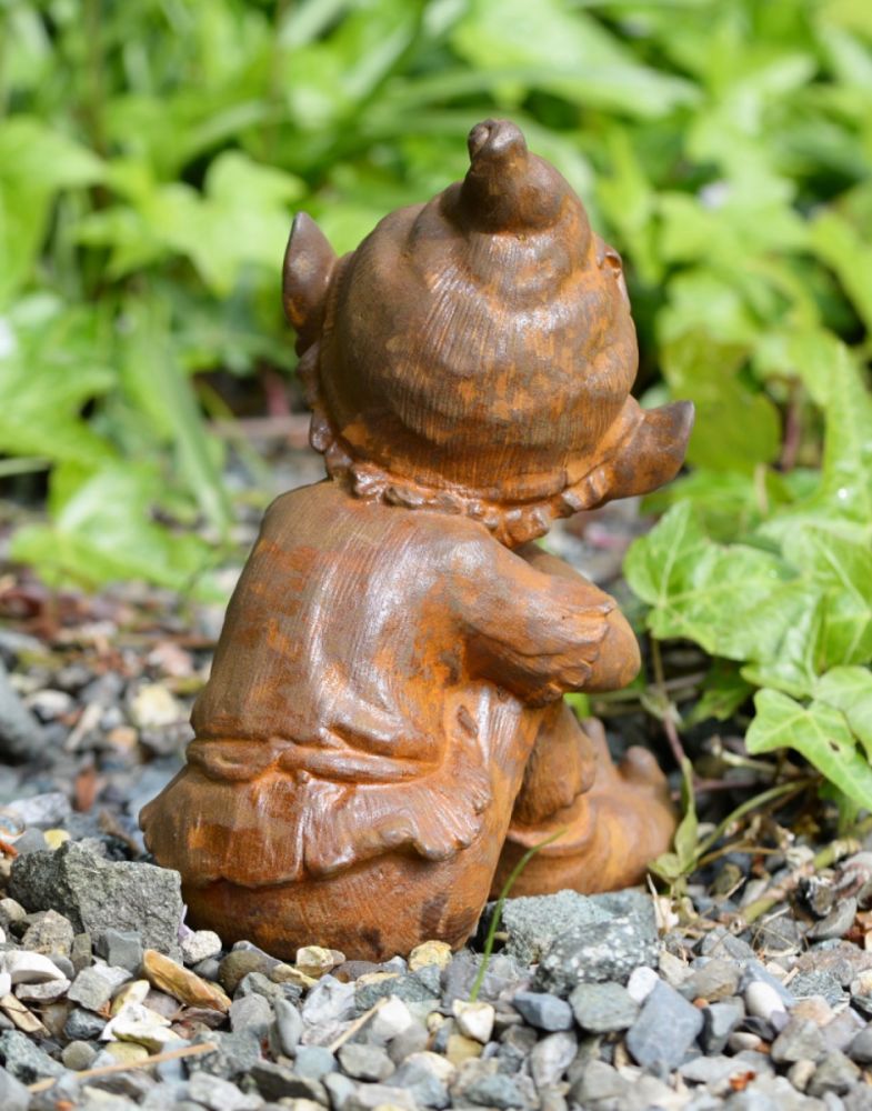 Rustic Cast Iron "Sitting Elf" Garden Sculpture | Black Country Metalworks