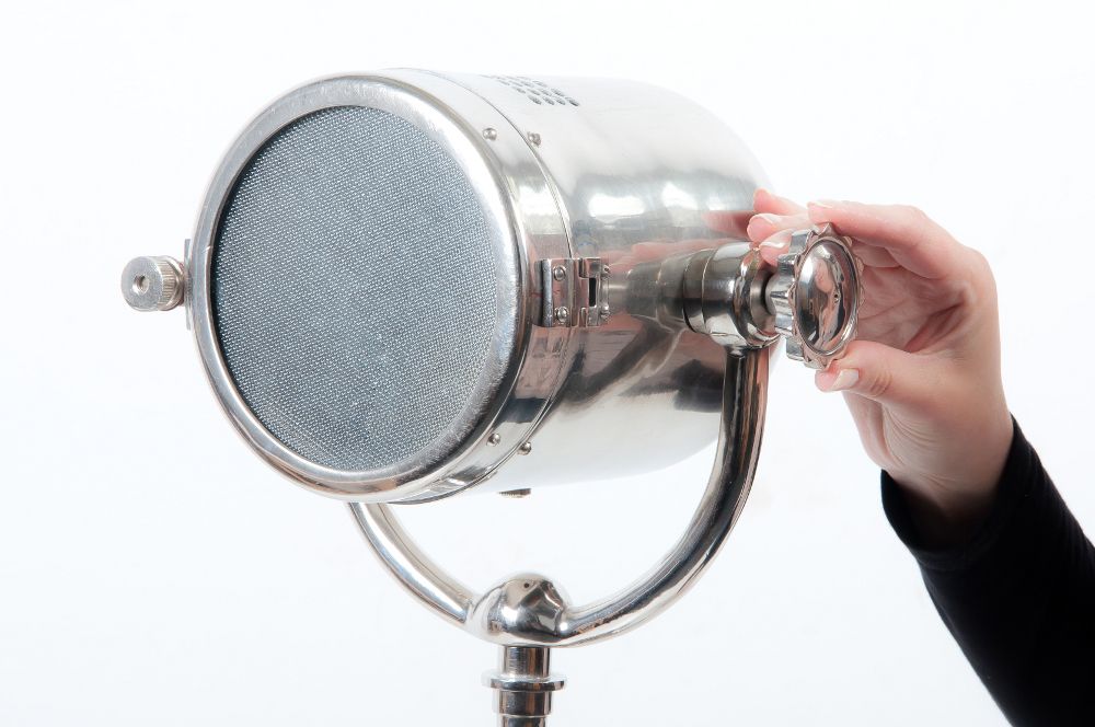 Small aluminium free standing spot light | Black Country Metalworks