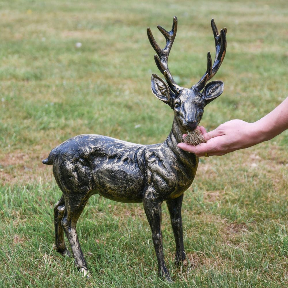 Brushed Gold 'Optine' Standing Buck Sculpture - 63cm | Black Country ...