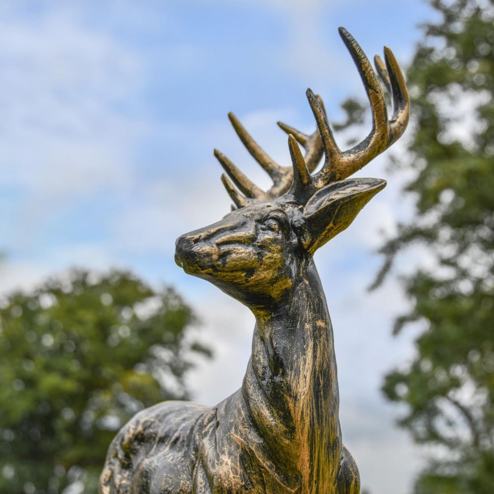 Brushed Gold 'Optine' Standing Buck Sculpture - 63cm | Black Country ...