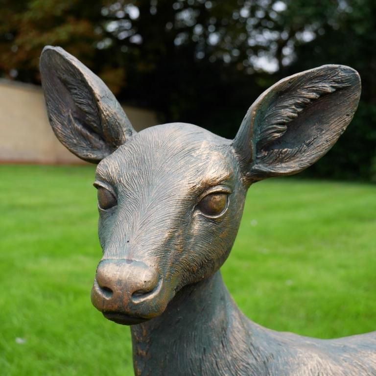 Small Rustic Bronze Deer Garden Sculpture | Black Country Metalworks
