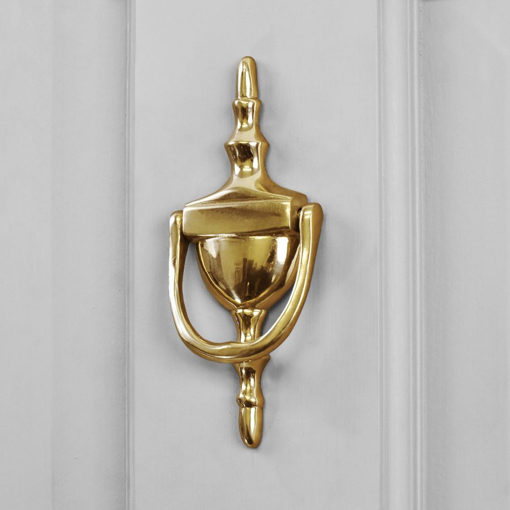 Traditional Polished Brass Urn Door Knocker | Black Country Metalworks