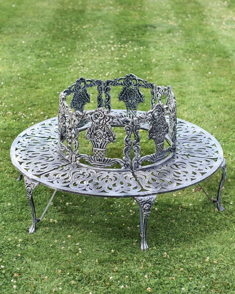 Solid Antique Silver "Royale" Aluminium Full Tree Guard & Bench | Black ...