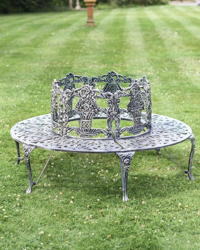 Solid Antique Silver "Royale" Aluminium Full Tree Guard & Bench | Black ...