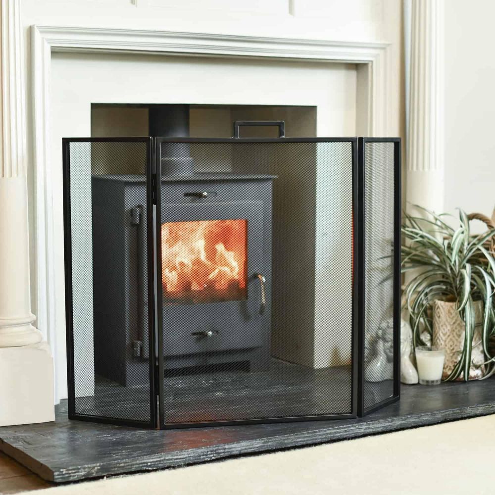 Square Simplistic Contemporary Three Fold Fireguard | Black Country ...