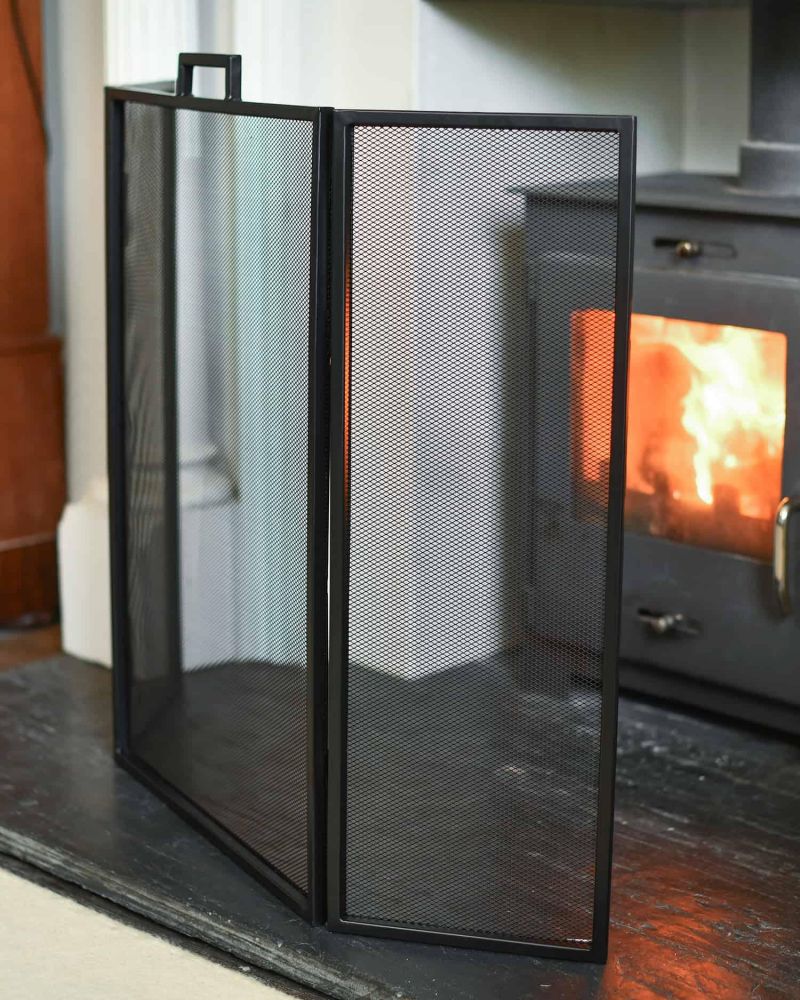 Square Simplistic Contemporary Three Fold Fireguard | Black Country ...
