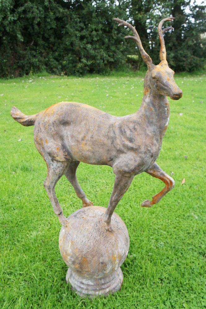 “Rudenko Deer Young" Cast Iron Deer Mounted onto an Integral Ball ...