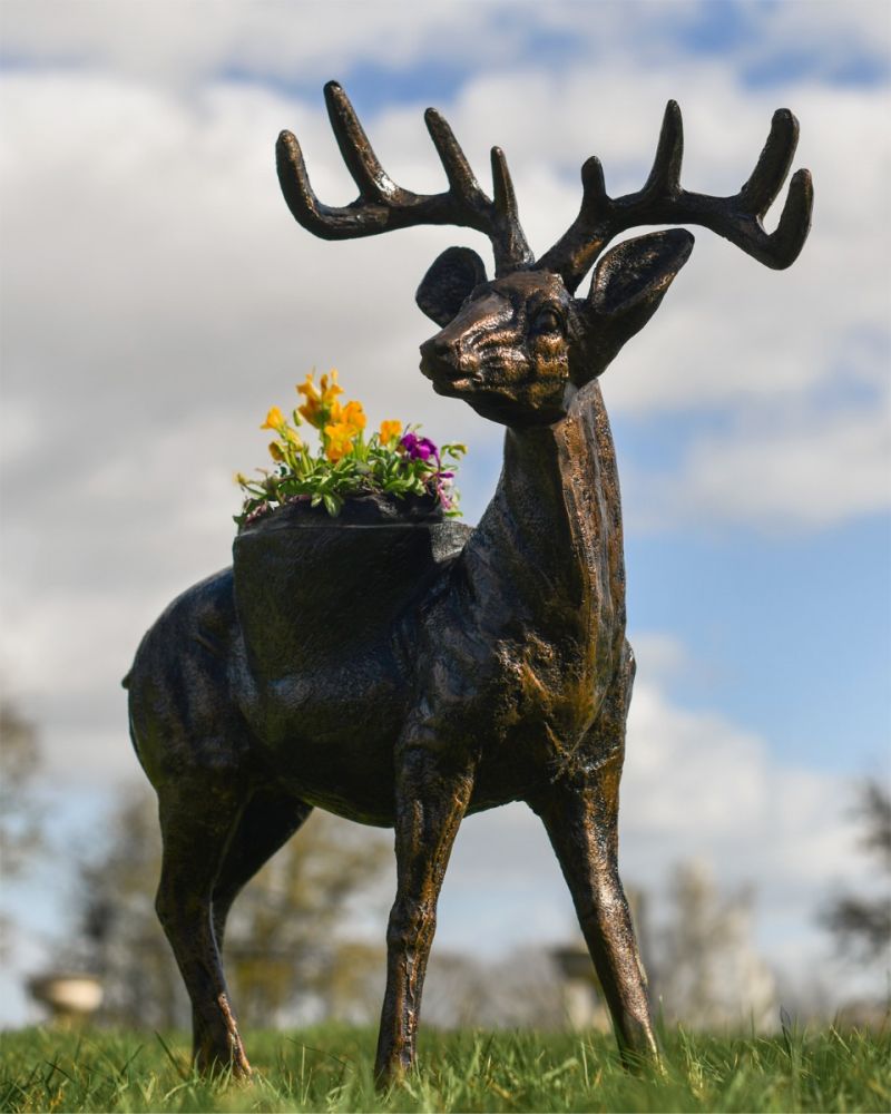 "Ezra" Stag Garden Sculpture and Planter | Black Country Metalworks