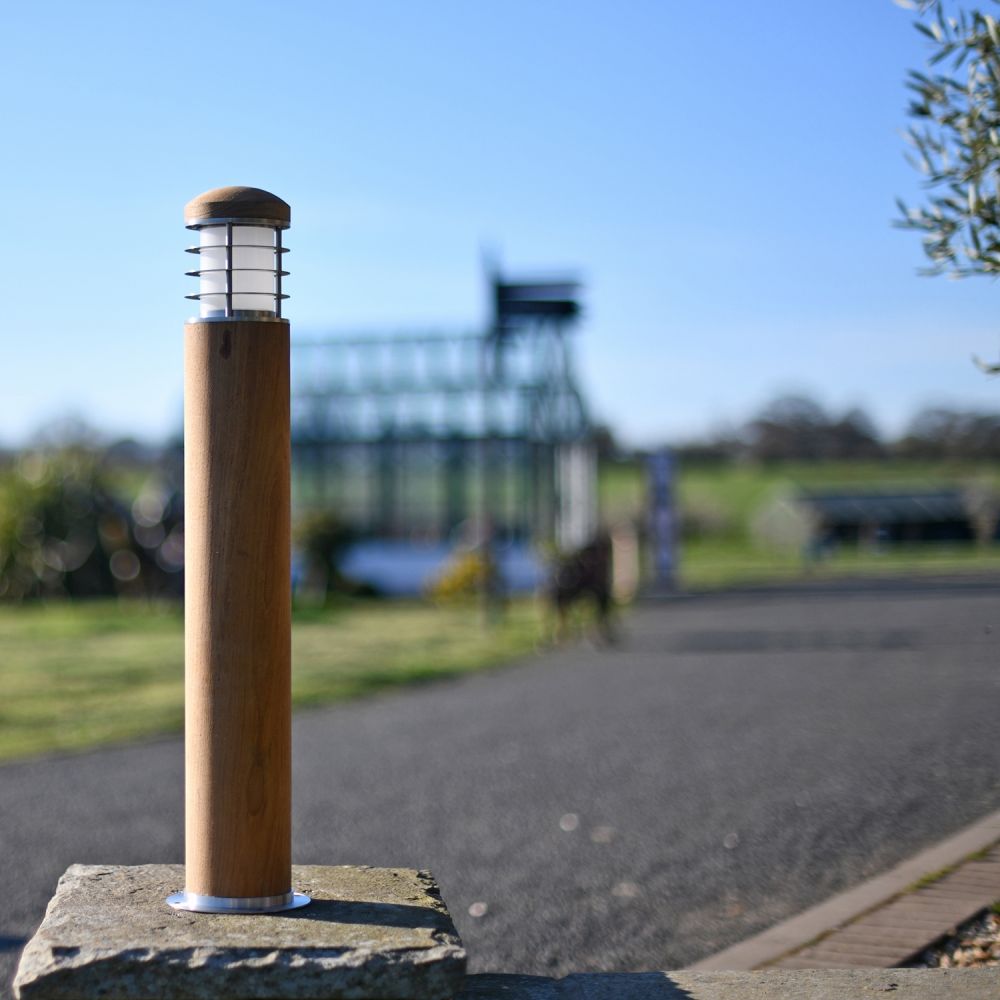 Stainless Steel and Wooden Pillar Light | Black Country Metalworks