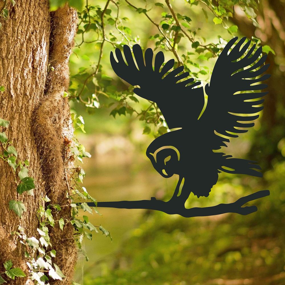 Steel Barn Owl Tree Spike - Black | Black Country Metalworks