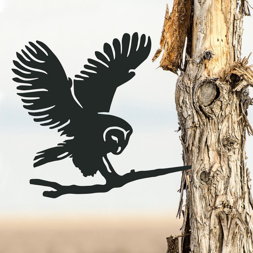 Steel Barn Owl Tree Spike - Black | Black Country Metalworks