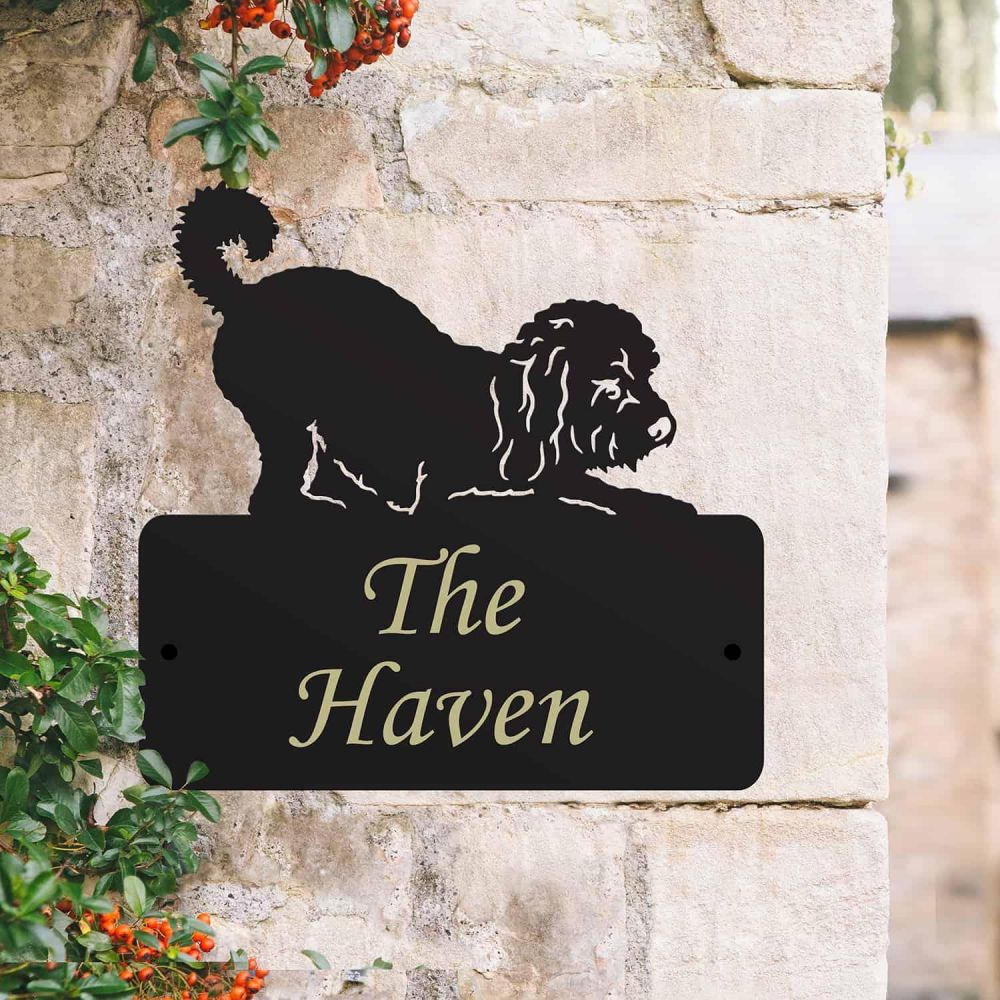 Steel Playful Cockapoo Dog House Name Sign | Black Country Metalworks
