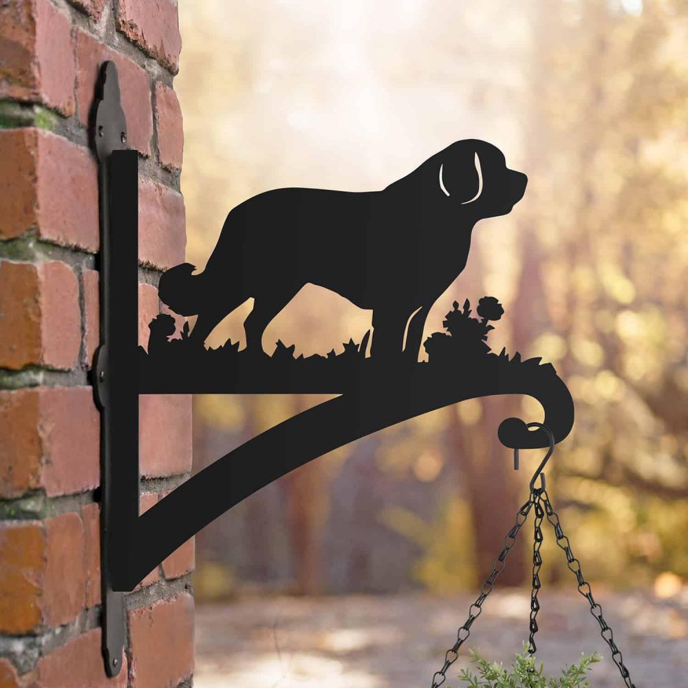 Steel Saint Bernard Dog Hanging Basket Bracket | Black Country Metalworks