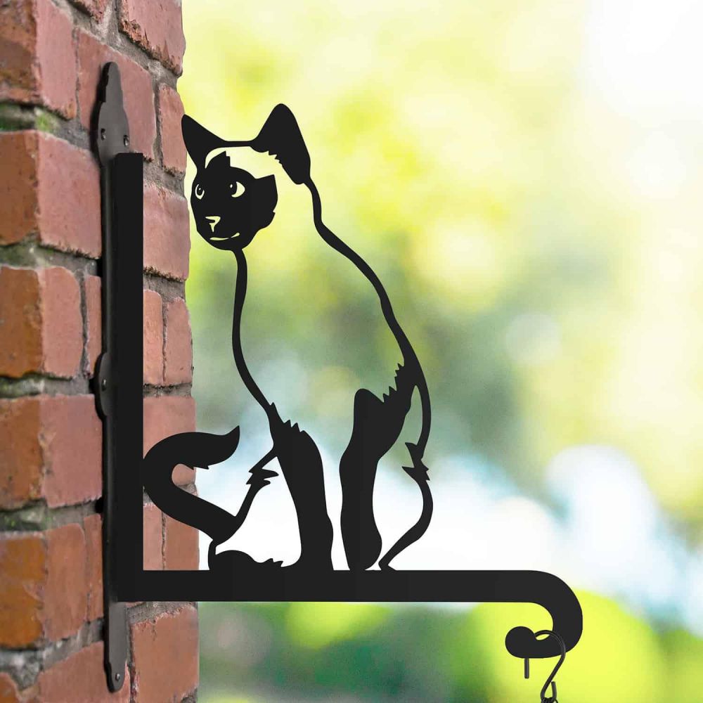 Steel Siamese Cat Hanging Basket Bracket | Black Country Metalworks