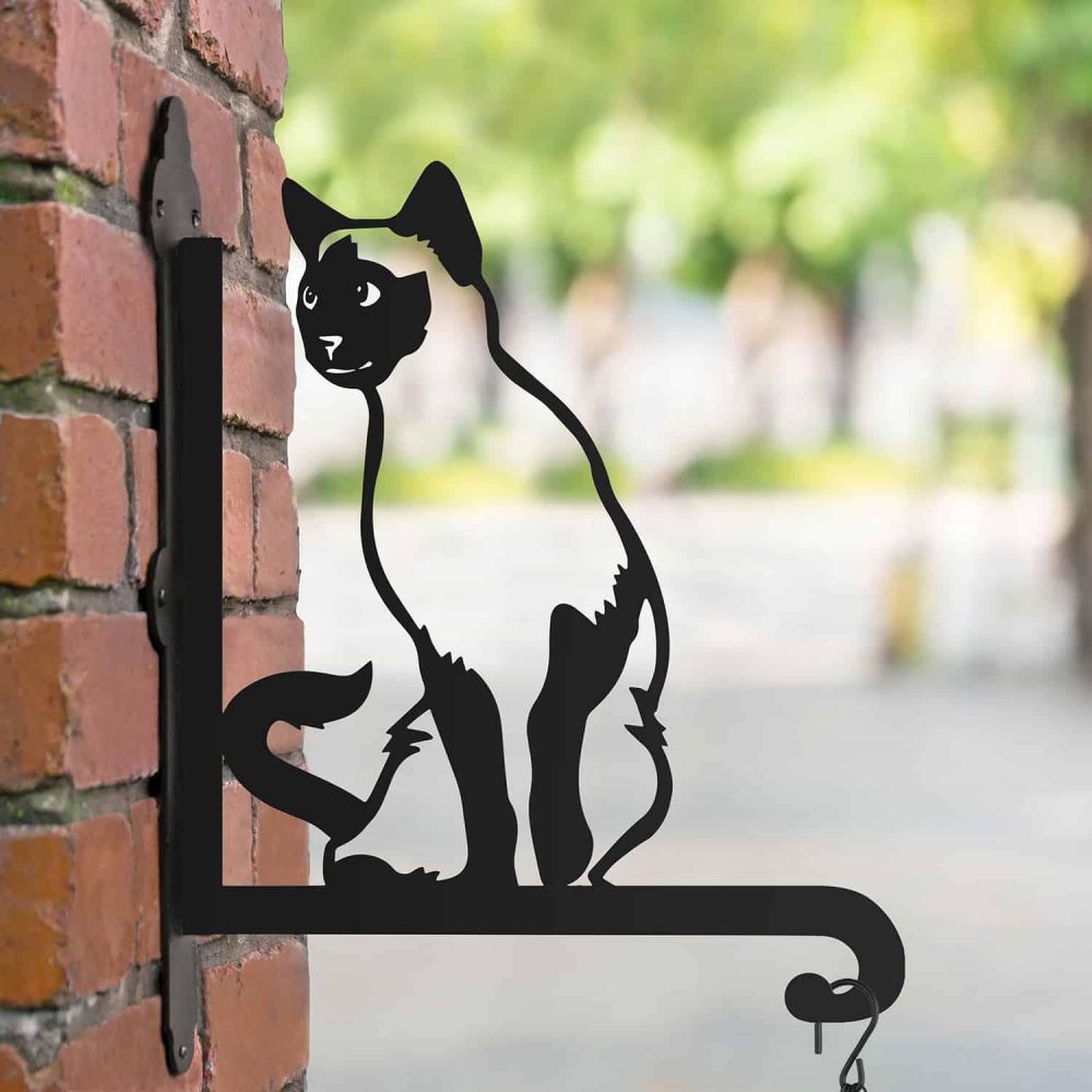 Steel Siamese Cat Hanging Basket Bracket | Black Country Metalworks