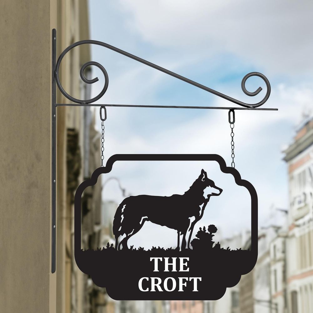 Stunning Steel Husky Hanging House Name Sign | Black Country Metalworks