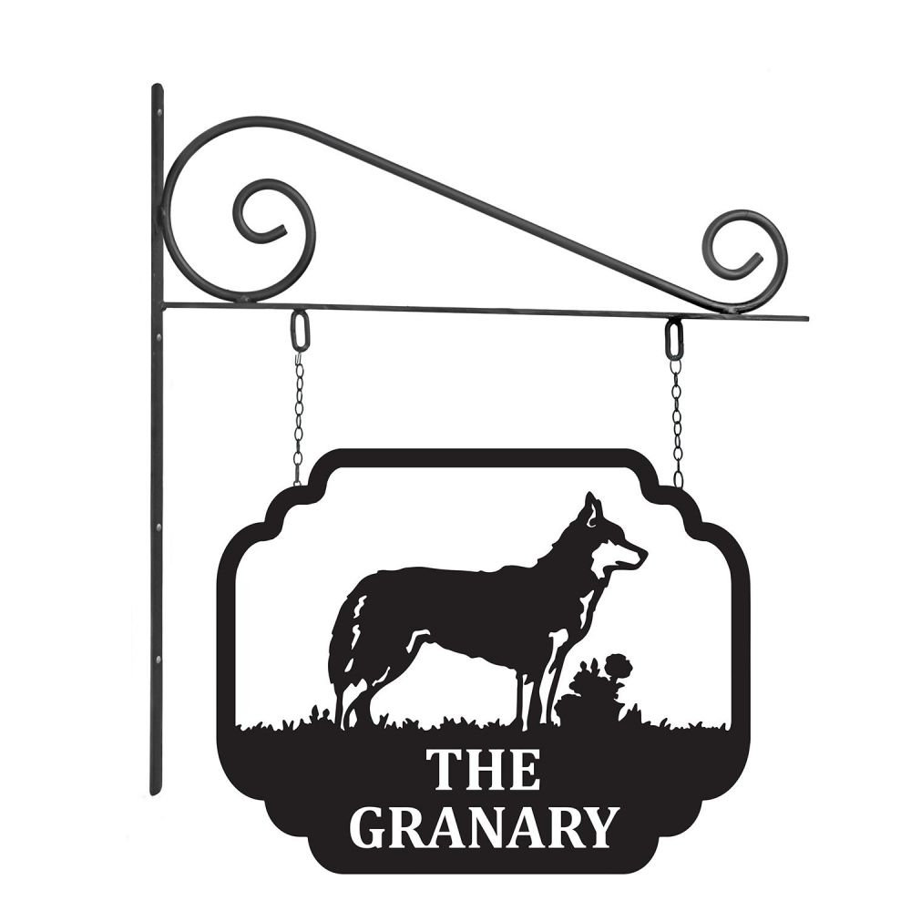 Stunning Steel Husky Hanging House Name Sign | Black Country Metalworks