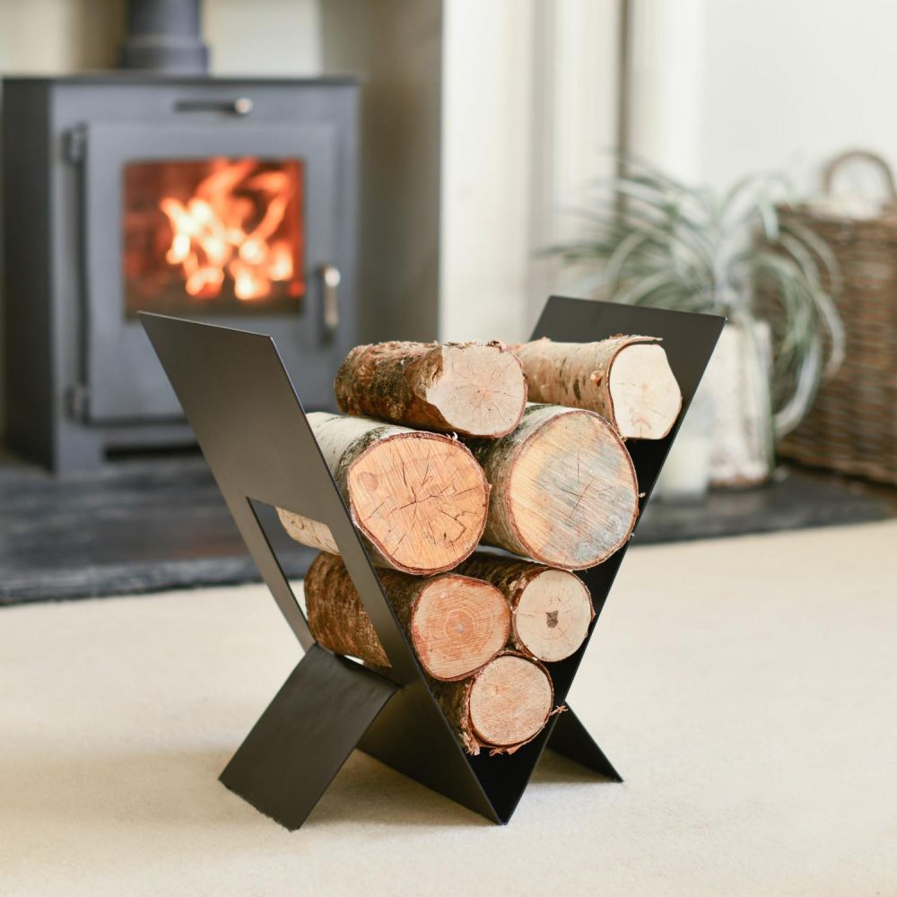 "The Winsford" Contemporary Log Holder | Black Country Metalworks