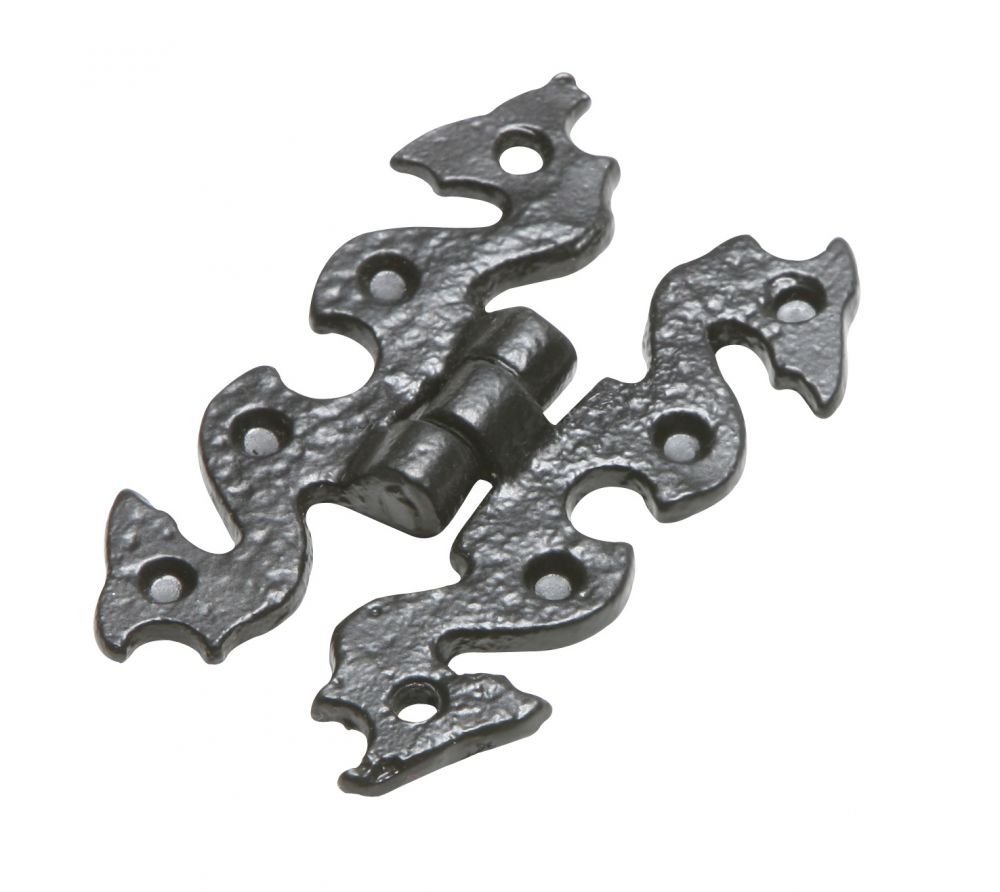 Traditional Antique Black Iron Highly Ornate Butterfly Hinges | Black ...