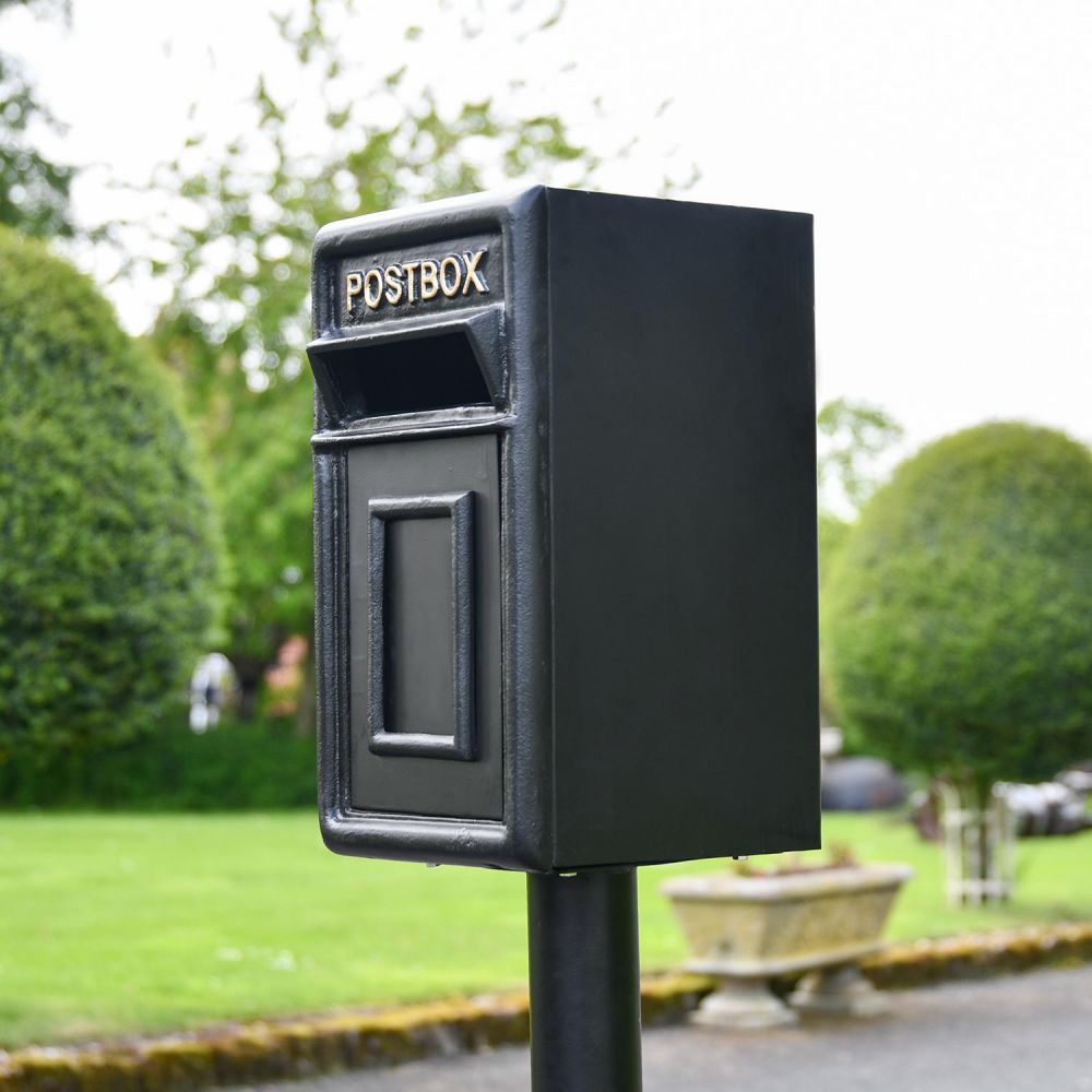 Traditional Cast Iron Black & Gold Post Box | Black Country Metalworks